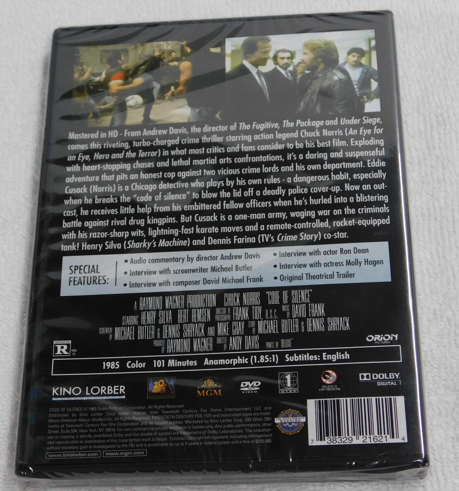Code of Silence DVD NEW SEALED Chuck Norris Henry Silva Dennis Farina ...