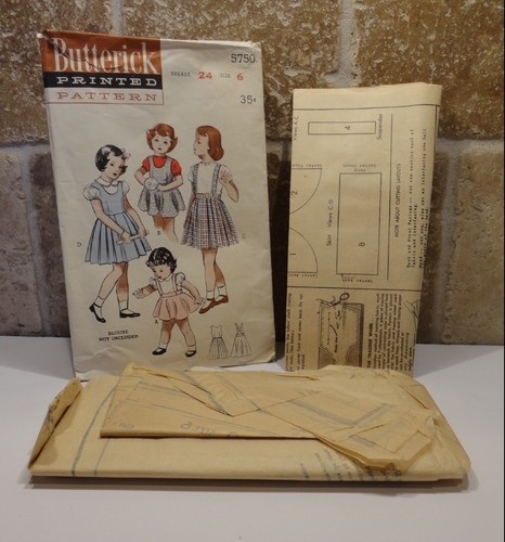 Vintage 1950's BUTTERICK Pattern 5750 GIRLS SUSPENDER-SKIRT JUMPER Size ...