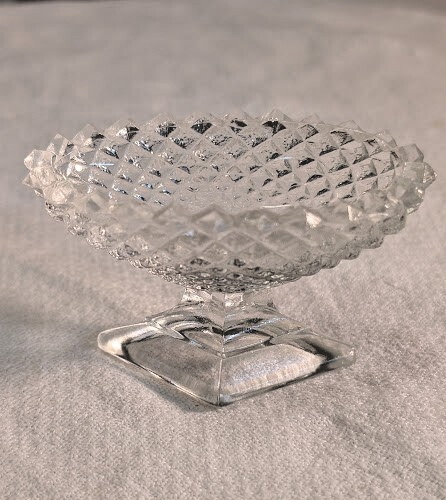 Open Crystal Salt Cellar Dish - Oval Shape w/Diamond Shape Pedestal Cut ...