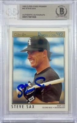 Steve Sax auto signed card 1992 O-PEE-CHEE #43 MLB New York Yankees BAS ...