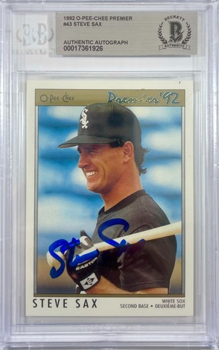 Steve Sax auto signed card 1992 O-PEE-CHEE #43 MLB New York Yankees BAS ...