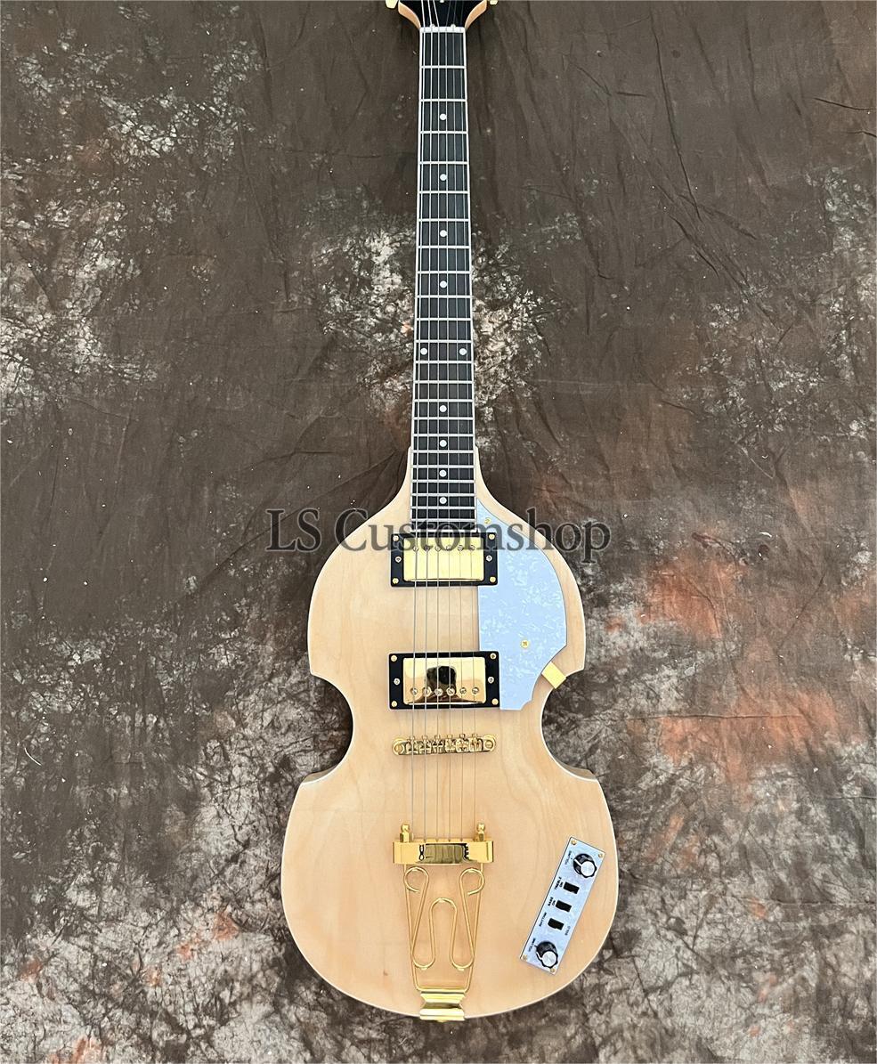 6 String Violin Electric Guitar Hollow Body Gold Hardware Special Shape ...