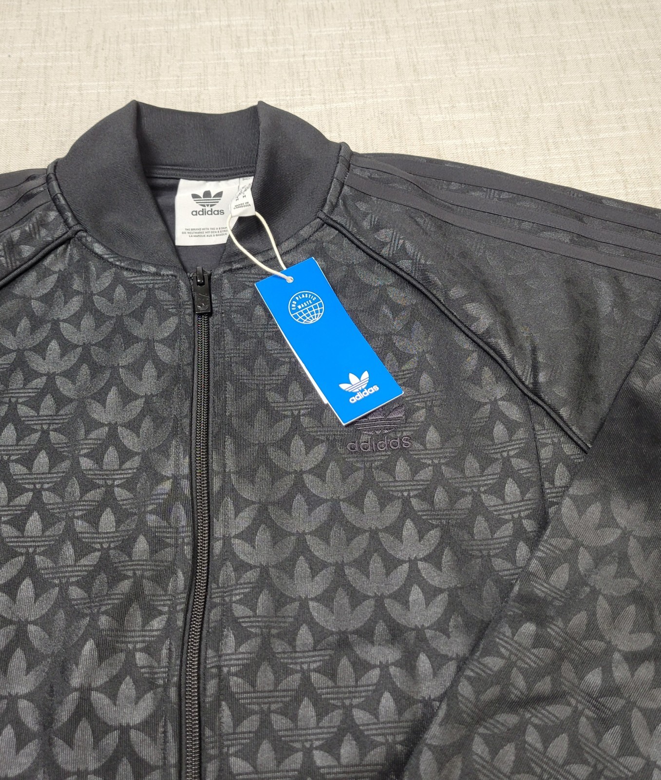 Adidas Superstar Track Jacket Medium Mens Black Monogram Logo Trefoil ...