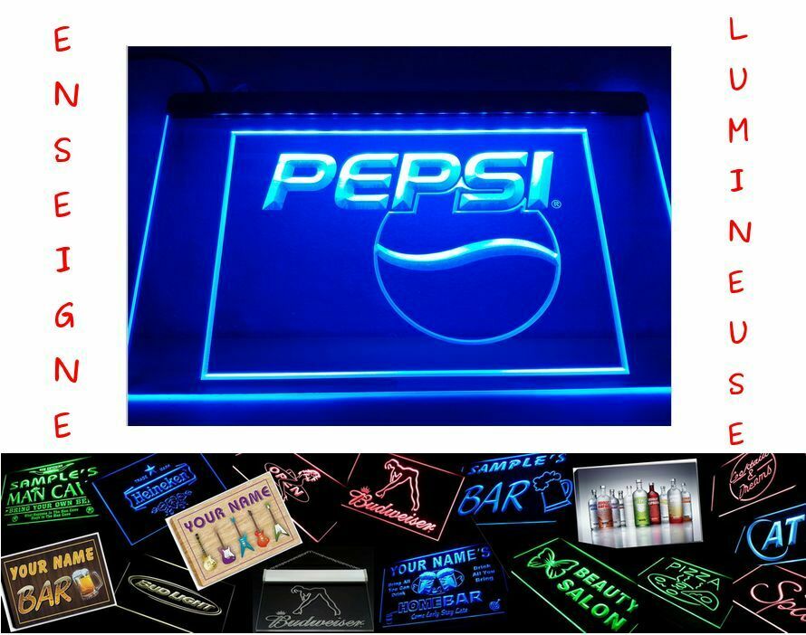 PANNEAU LUMINEUX SIGN 3D COLLECTION PEPSI COLA PUB LED ENSEIGNE BAR ...