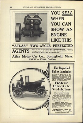 1908 PAPER AD CAR AUTO Baker Electric Vehicle Automobile Landaulet ...