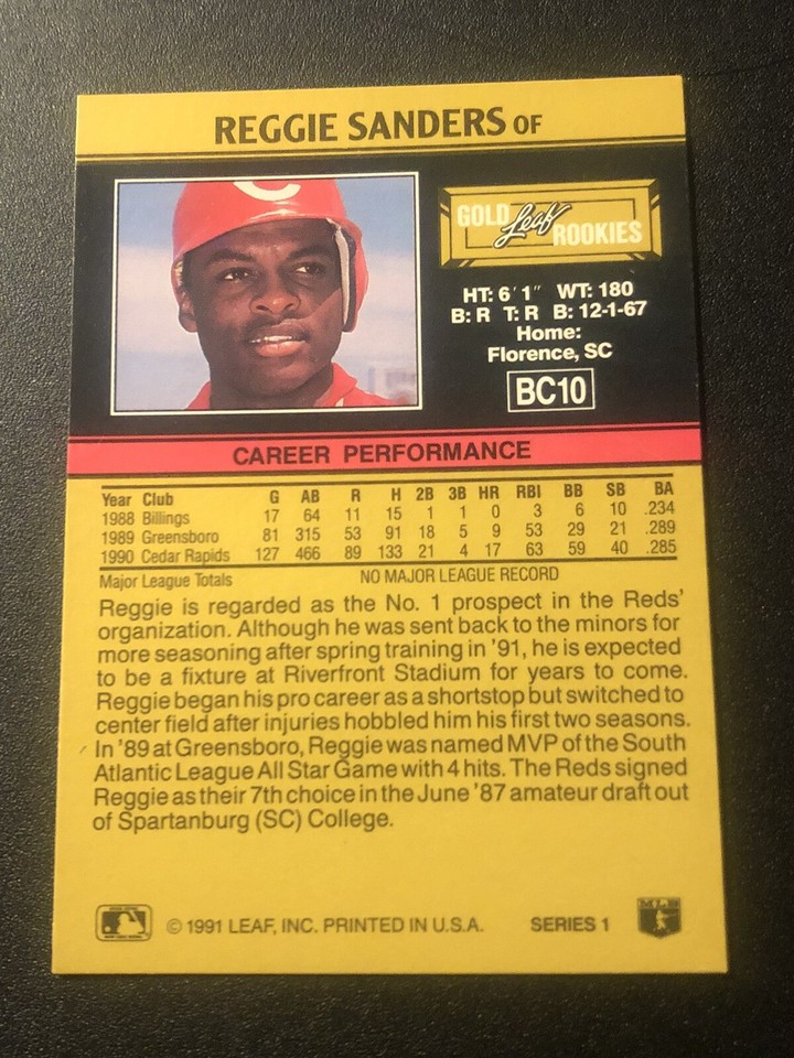1991 Leaf Gold Leaf Rookies Bonus Reggie Sanders #BC10 Rookie RC | eBay