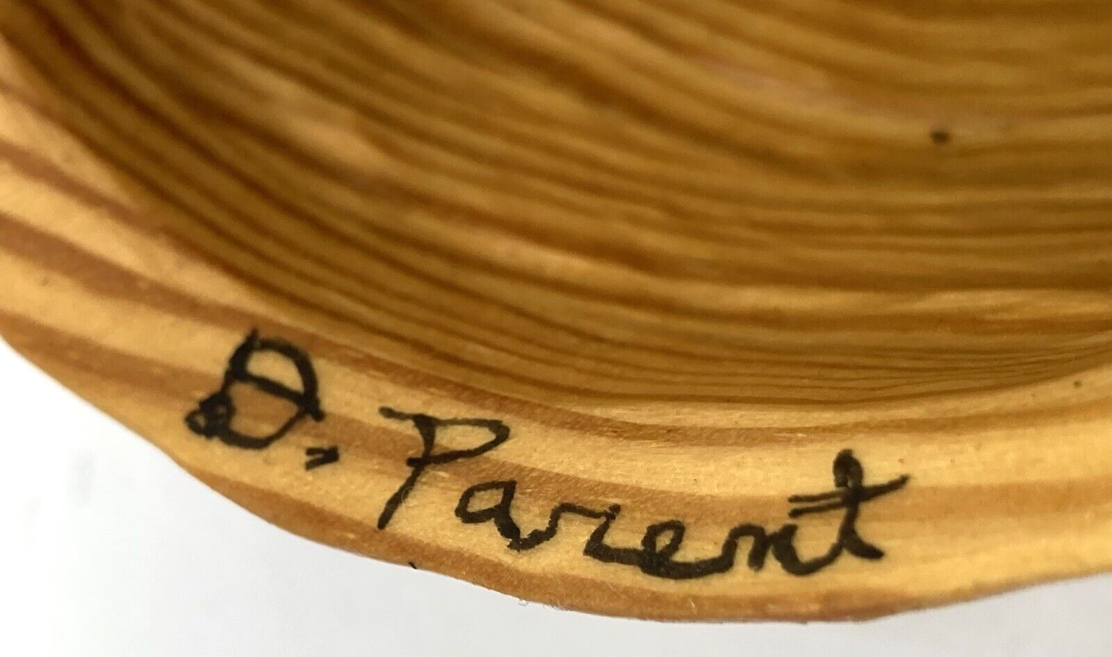 Signed "D Parent" Scroll Saw Carved Wood Seashell Nautilus Shell Dish ...