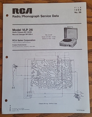 Vintage RCA Radio Phonograph Service Data VLP 26 Series 1968 No 36 The ...