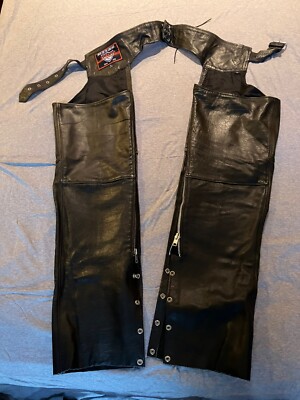 Interstate Leather Men’s Motorcycle Riding Leather Chaps Size L Large ...