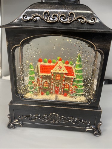 Christmas Gingerbread Illuminated Water Globe Lantern By Valerie Parr ...