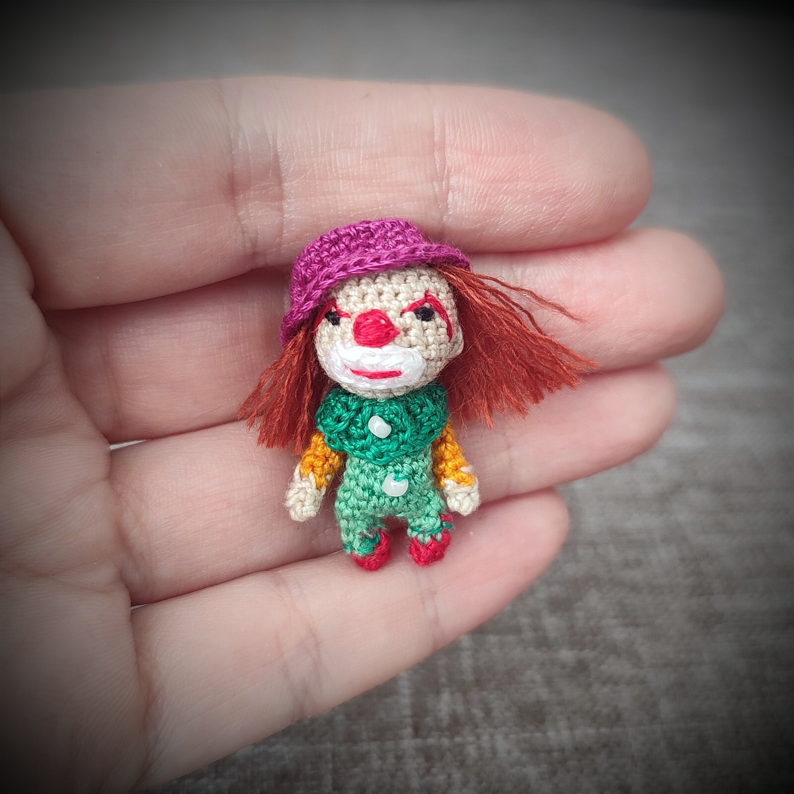 Dollhouse miniature clown crochet. Micro clown handmade. Miniature ...
