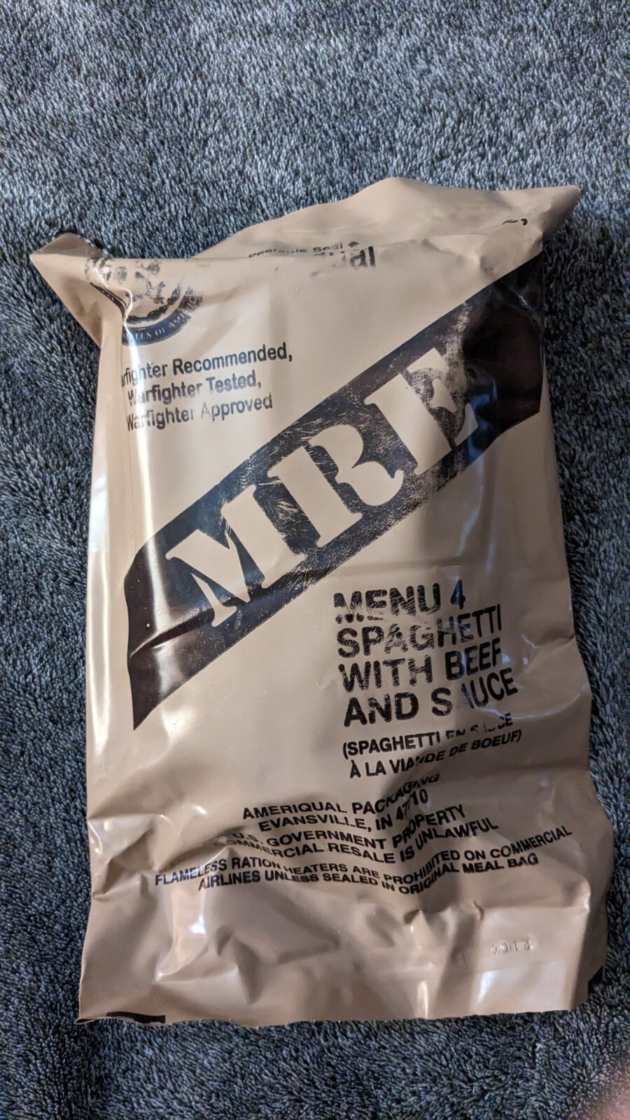 MRE Spaghetti With Beef and Sauce Menu 4 | eBay