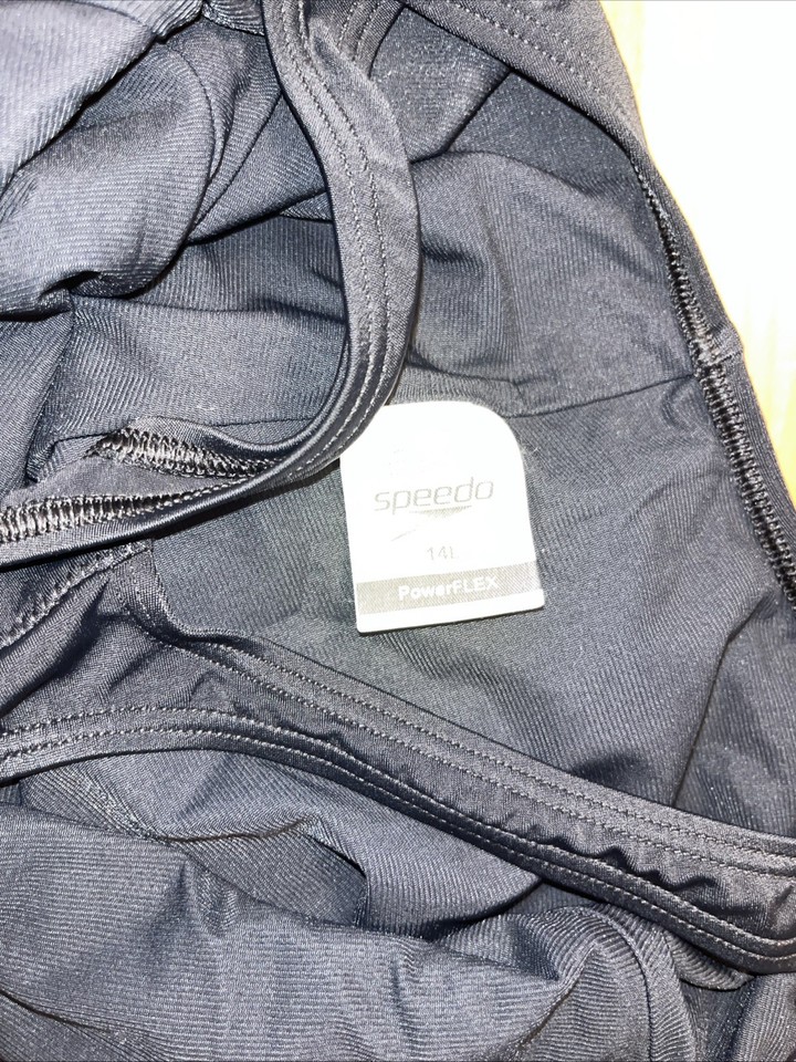 Womens Swim Suit-SPEEDO-black nylon stretch 'Power Flex' one piece ...