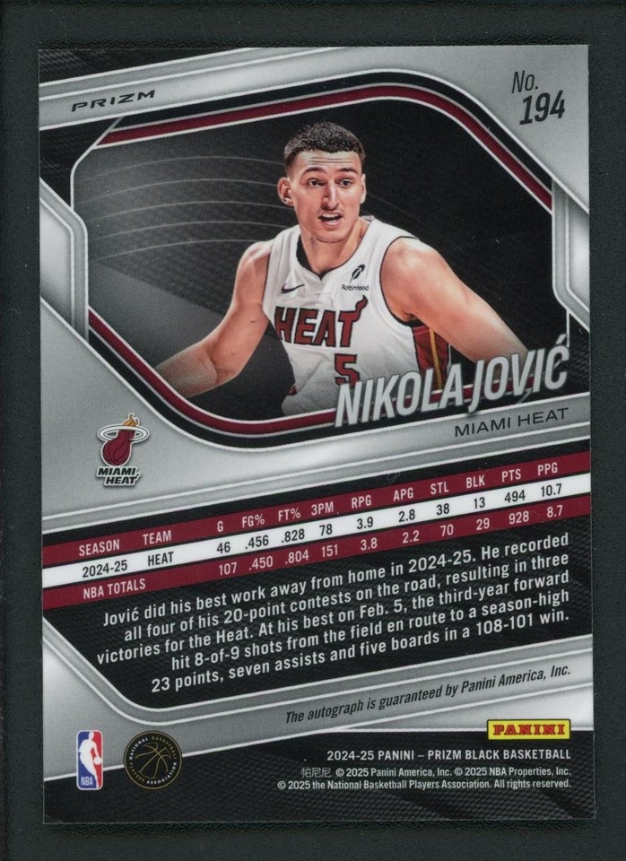 2024-25 NIKOLA JOVIC AUTO PANINI PRIZM BLACK SILVER AUTOGRAPHS | eBay