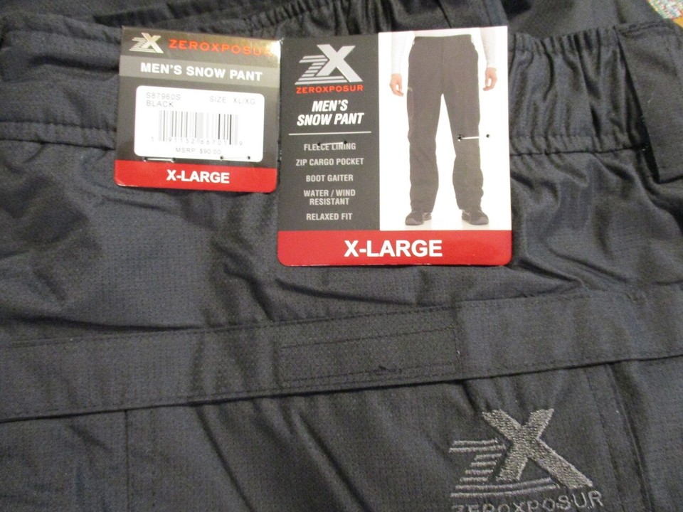 ZeroXposur Polyester XL Black Fleece lined Relaxed Fit Snow Pants NEW ...