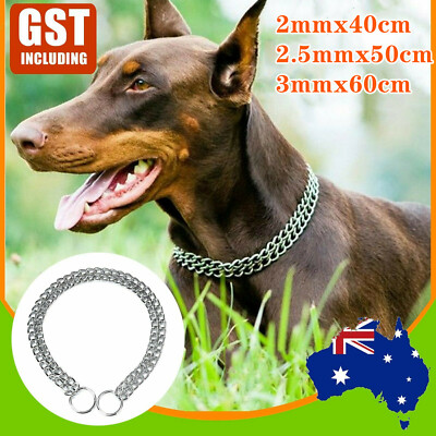 Dog Choker Collar Heavy Duty Double Chain Pet Slip Check Chain Twist ...