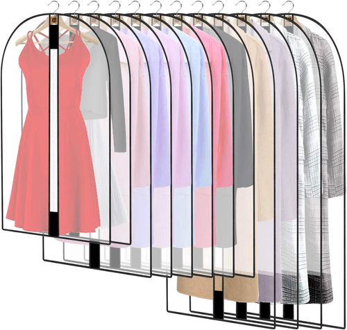 12 Pack Breathable Clothes Covers with Zip, Hanging Garment Covers Bags ...