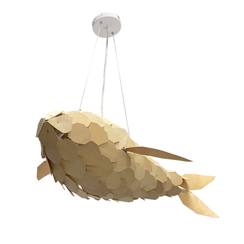Rustic Wood Fish-Shaped Ceiling Pendant Light Handmade Restaurant ...