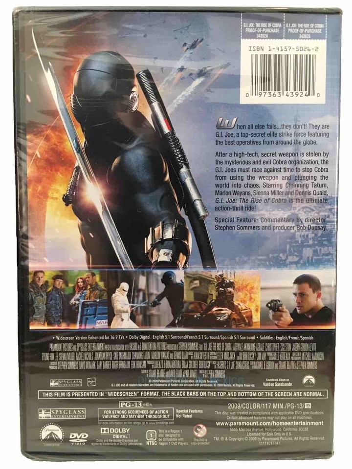 G.I. Joe: the Rise of Cobra (DVD 2009) Quaid/Gordon-Levitt/Tatum! New ...