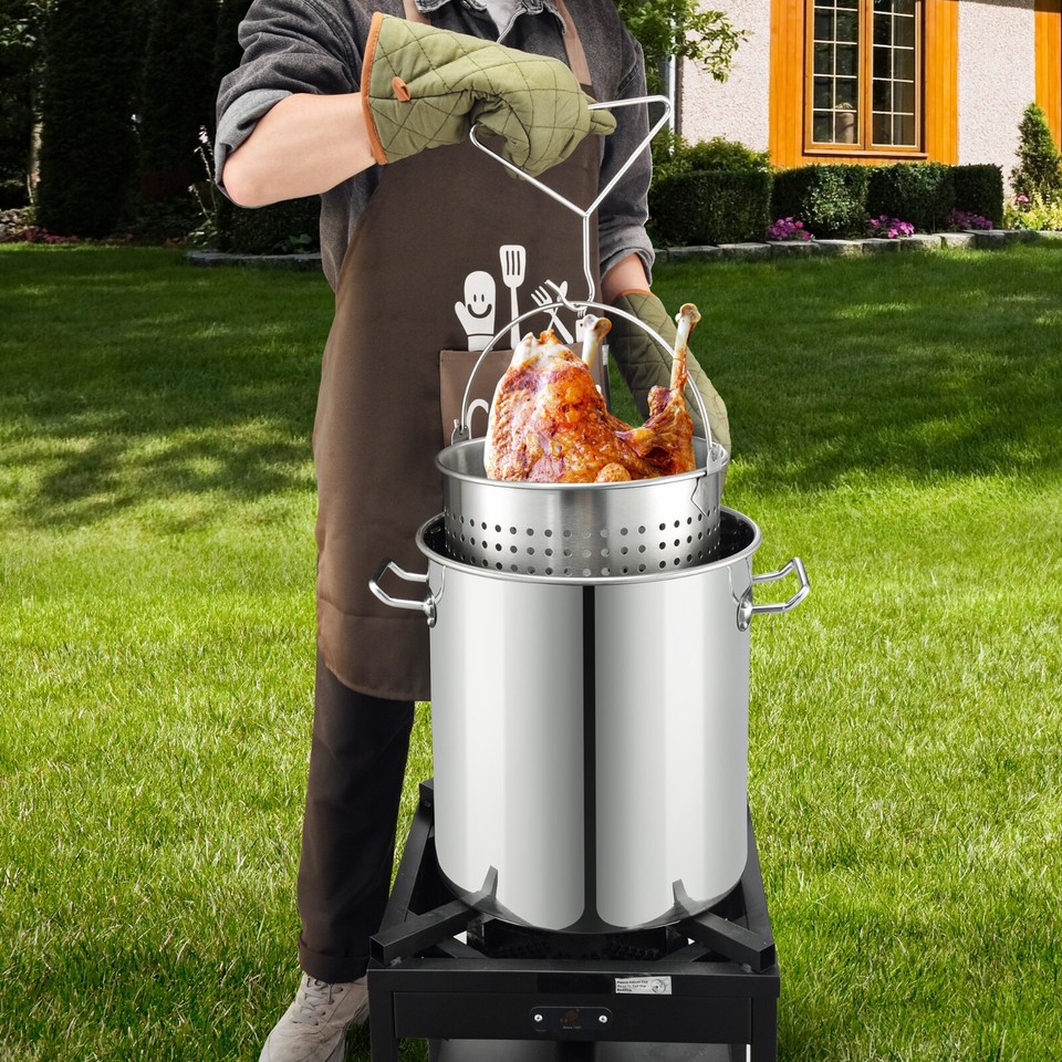 Commercial 32-100QT Stainless Steel Stock Pot Turkey Fryer Crab Boiling ...