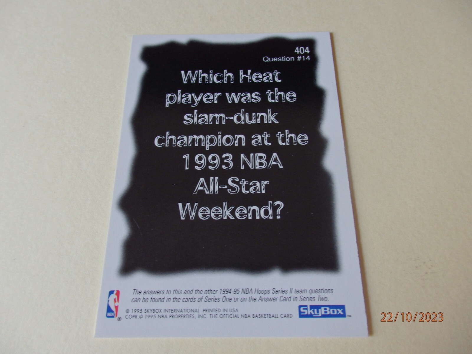 MIAMI HEAT- Team Logo Card - 1995 Skybox International NBA Hoops - No ...