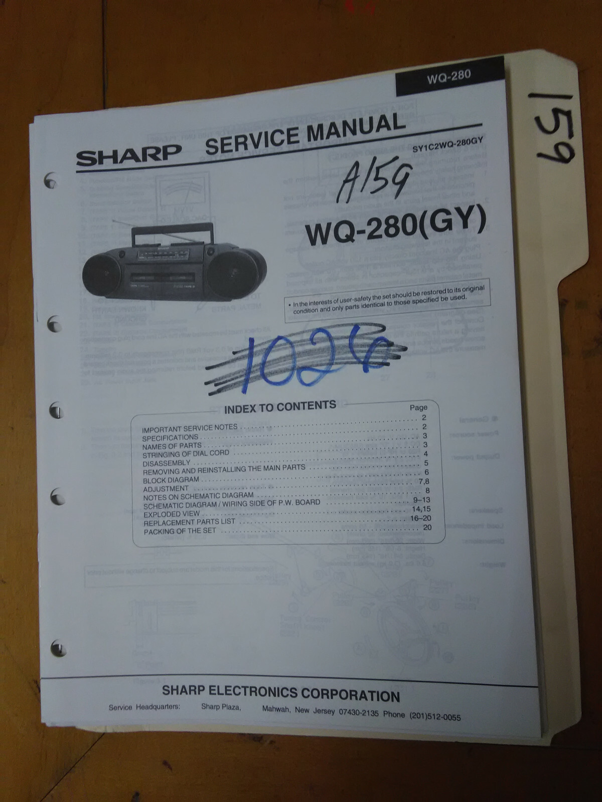 Sharp WQ-280 Service Manual Original Repair Book Stereo Boombox Radio | eBay