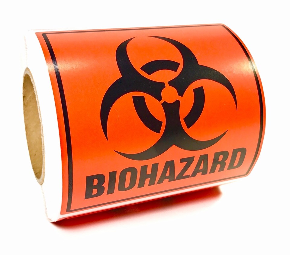 Biohazard 3" x 3" Perforated Stickers 250 Count Roll Warning Safety ...