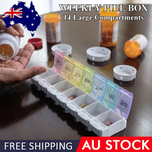 Weekly Pill Box AM PM Medicine Tablet Organizer Dispenser Container ...