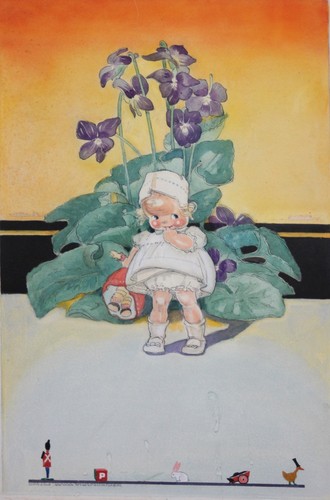 EMILY CHAMBERLAIN-NY Illustrator-Original Signed Gouache/WC-Baby Girl ...