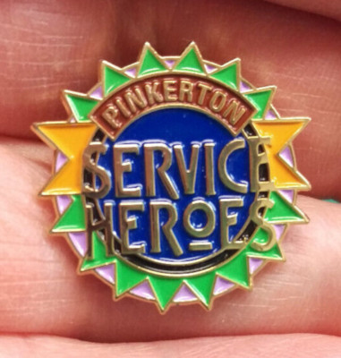 Colorful Pinkerton Service Heroes Pin 7/8 inch tall pinback Colorful ...