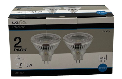 Luce Bella LED Globe 2 Pack 410 Lumen 5W Daylight M16 Glass 60 Degree ...
