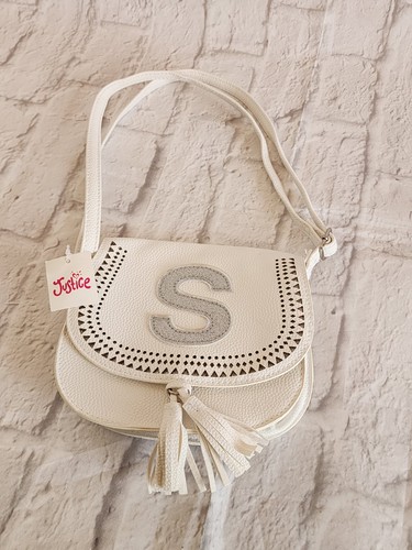 JUSTICE White Handbag Purse Crossbody NWT S lettered | eBay