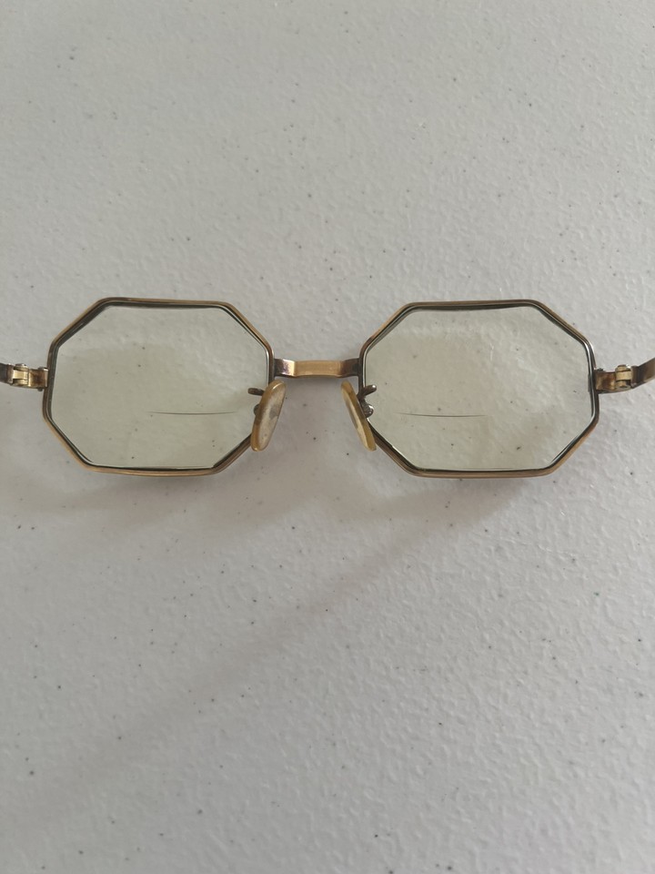 Vintage Eyeglasses Gold Octagon frame 50 made in France | eBay