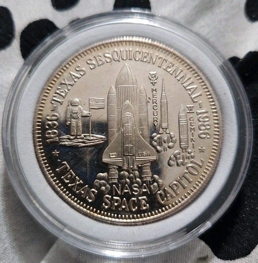 1986 NASA Texas Space Capitol Challenger Mercury Gemini 1oz .999 Pure ...