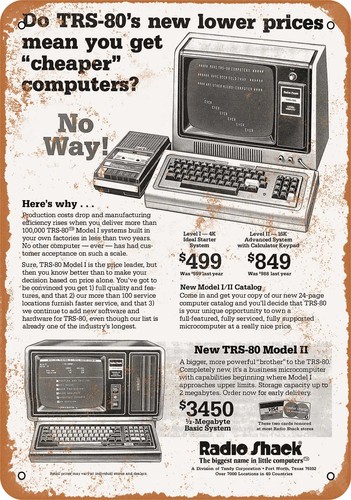 METAL SIGN - 1979 Radio Shack TRS-80 and TRS-80 Model II - Vintage Look ...