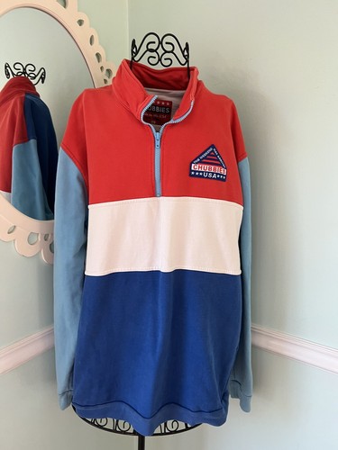 Chubbies Sweatshirt Men's XL Red Blue White Colorblock 1/4 Zip Pullover ...