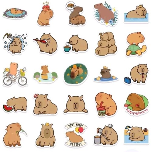 12 Pack 50Pcs Capybara Stickers Cute Brown Stickers Waterproof Gift ...