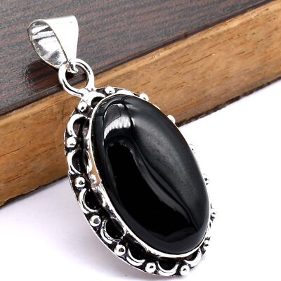 Schwarzer Onyx Edelstein Ethnisch Handgemacht Anhänger Schmuck 0.8 " P ...