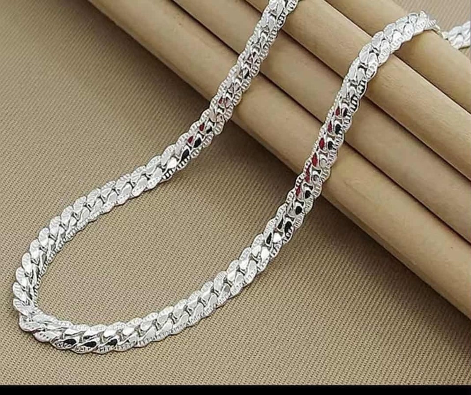 Unisex 20" Sterling Silver Cuban Link Chain, 6mm Cuban Link Necklace | eBay
