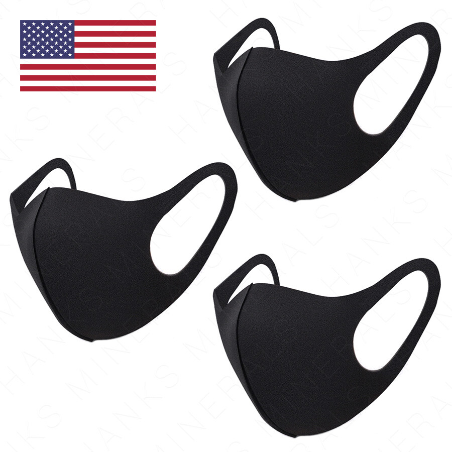 20-Pack Earloop Cloth Face Mask Washable Reusable Black Fabric Cycling ...