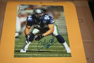 CHAD BROWN #94 SIGNED SEATTLE SEAHAWKS 8X10 PHOTO RUSH POSE LEGION OF ...