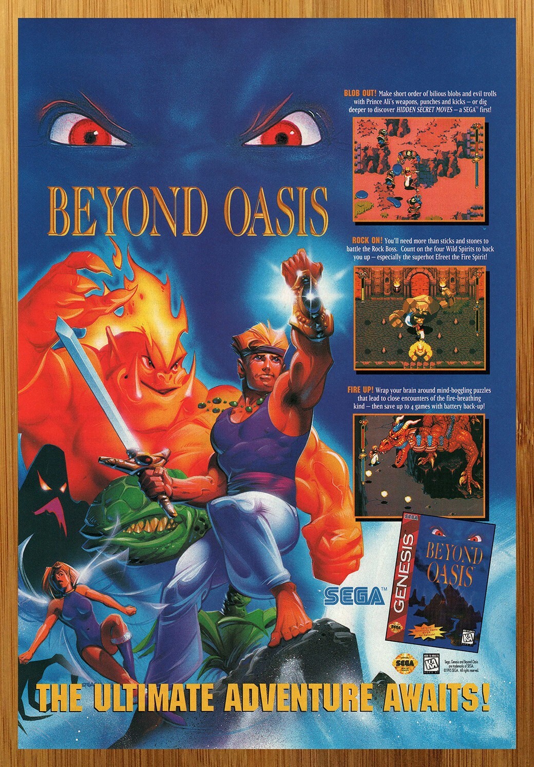 1995 Beyond Oasis Sega Genesis Vintage Print Ad/Poster Video Game Promo ...