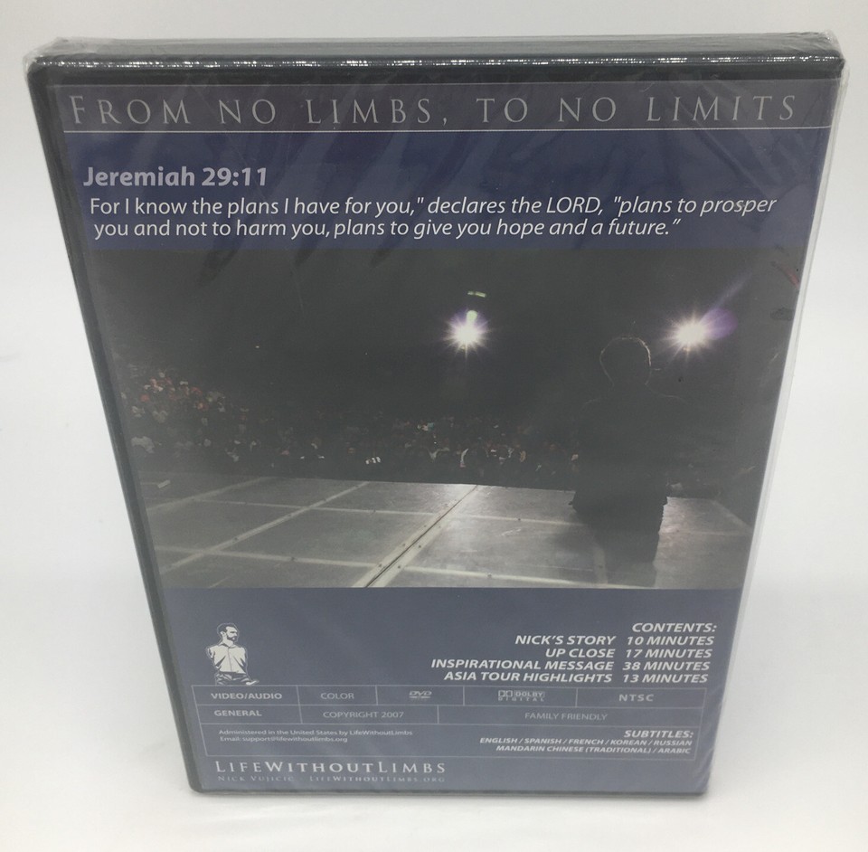 Life Without Limbs DVD Nick Vujicic Lifes Greater Purpose No Limbs No ...