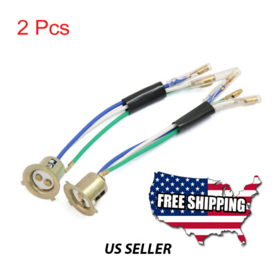 2pc HEADLIGHT BULB SOCKET H6M P15D 35w 3 WIRE SCOOTER ATV QUAD Moped ...