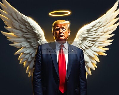 PRESIDENT DONALD TRUMP AS AN ANGEL WINGS AND HALO 8X10 AI PHOTO | eBay