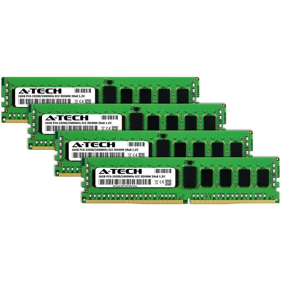 A-Tech 64GB 4x 16GB 2Rx8 PC4-19200R DDR4 2400MHz ECC REG RDIMM Server ...