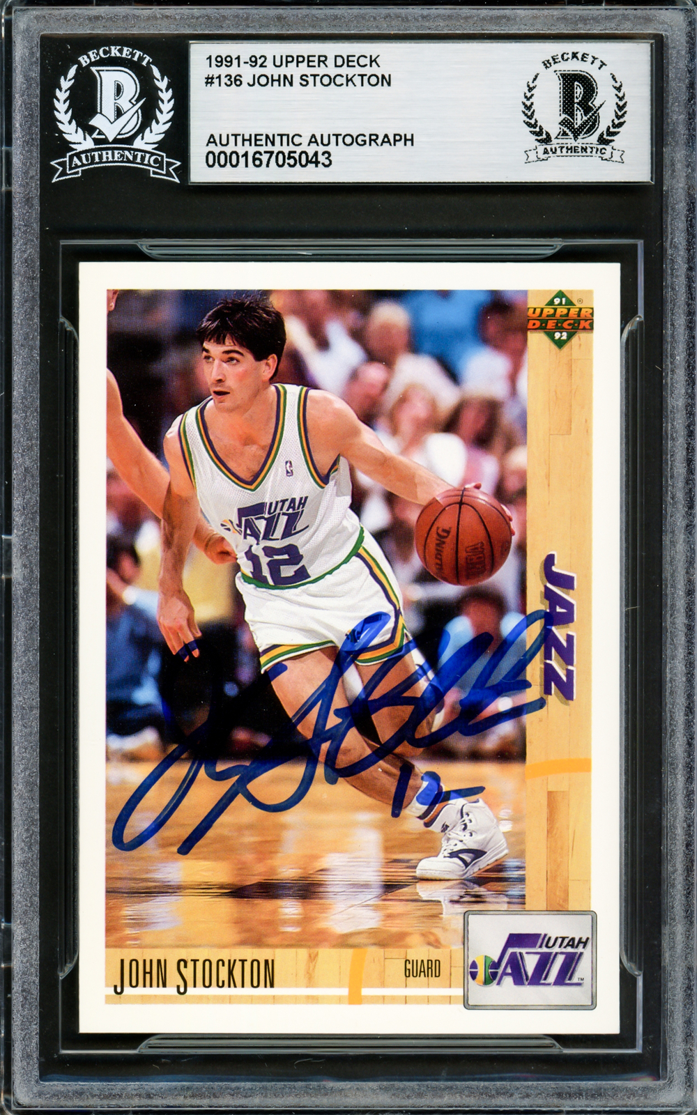 John Stockton Autographed 1991-92 Upper Deck Card #136 Jazz Beckett ...