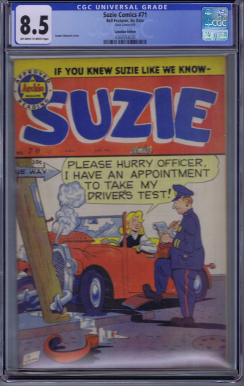 Suzie Comics #70 (#71) Bell Features CANADIAN EDITION CGC 8.5 (VERY ...