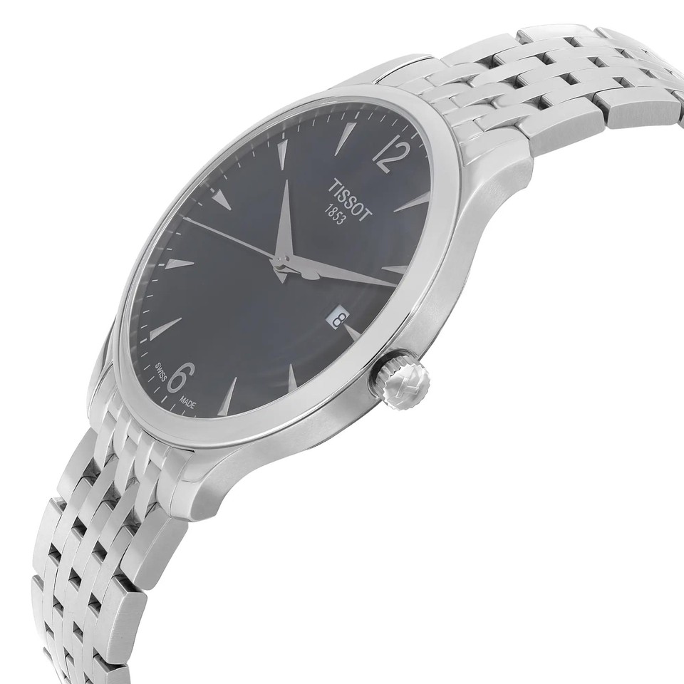 Tissot Tradition 42mm Steel Black Dial Men Quartz Watch T063.610.11.067.00 | eBay