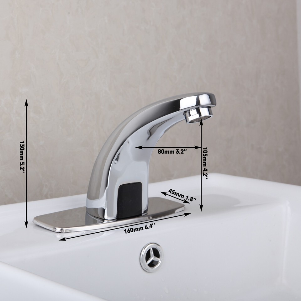 Automatic Hands Touch Free Sensor Mixer Faucet Bathroom Sink Water Tap ...